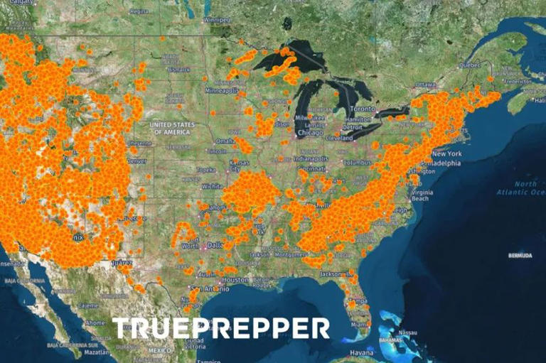 Map shows US nuclear fallout shelter locations if cities are attacked