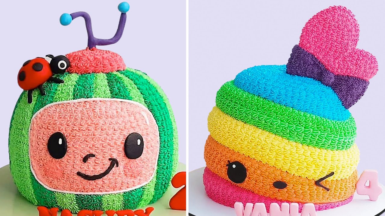How to Make Satisfying Cute Character Cakes 🍉🌈 | Watermelon & Rainbow ...