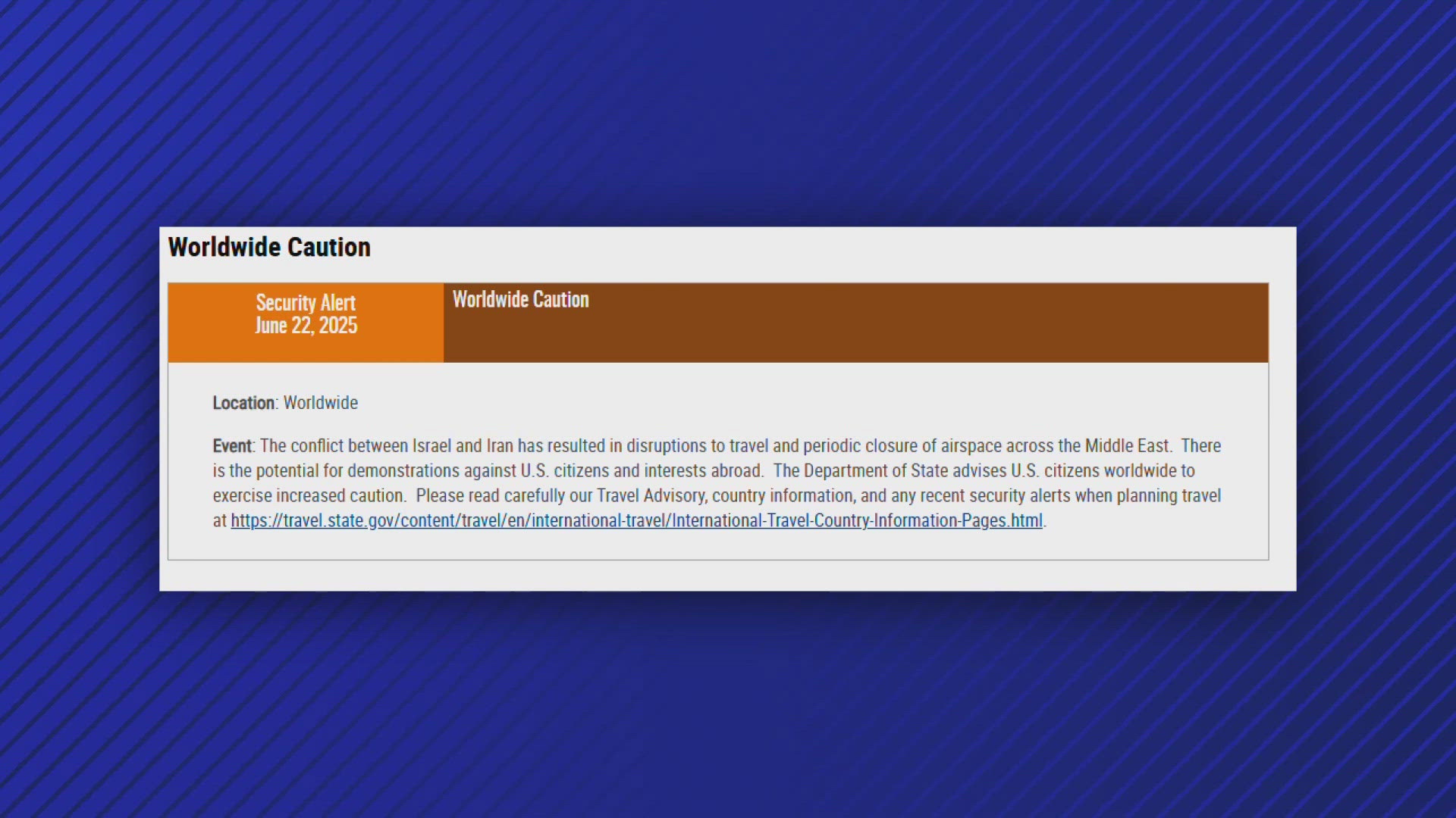 U.S. State Department issues worldwide security alert for U.S. citizens ...
