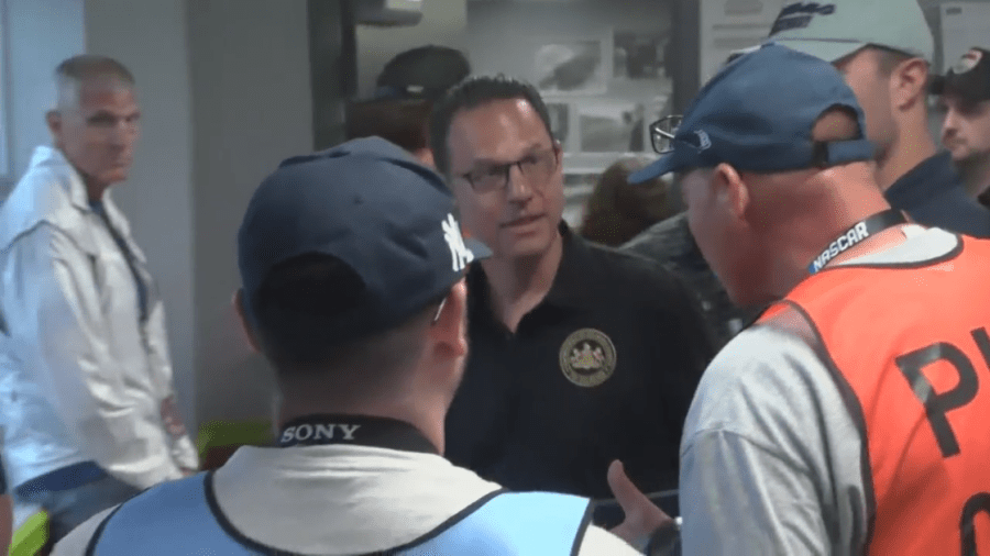Governor Shapiro speaks at Pocono Raceway
