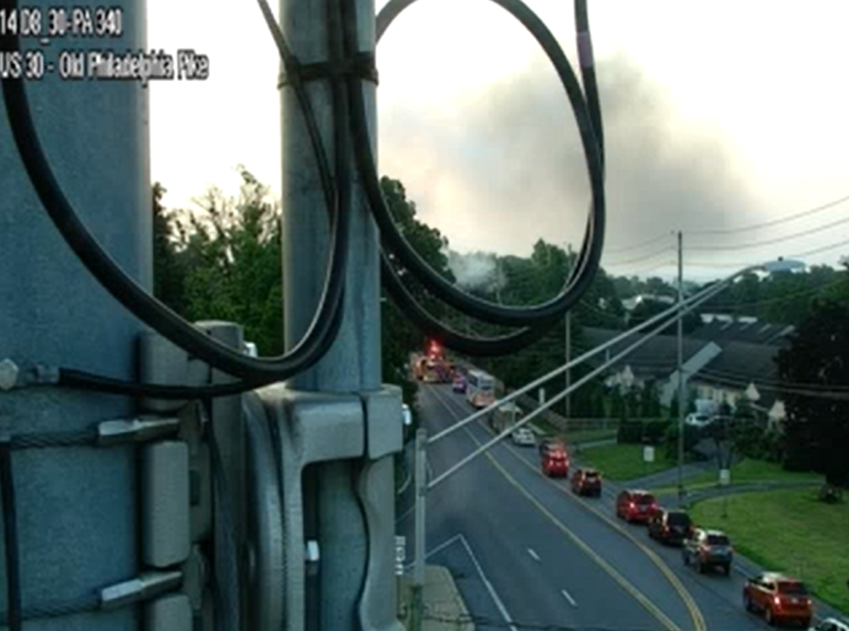 Heavy flames engulf vehicle on Route 340