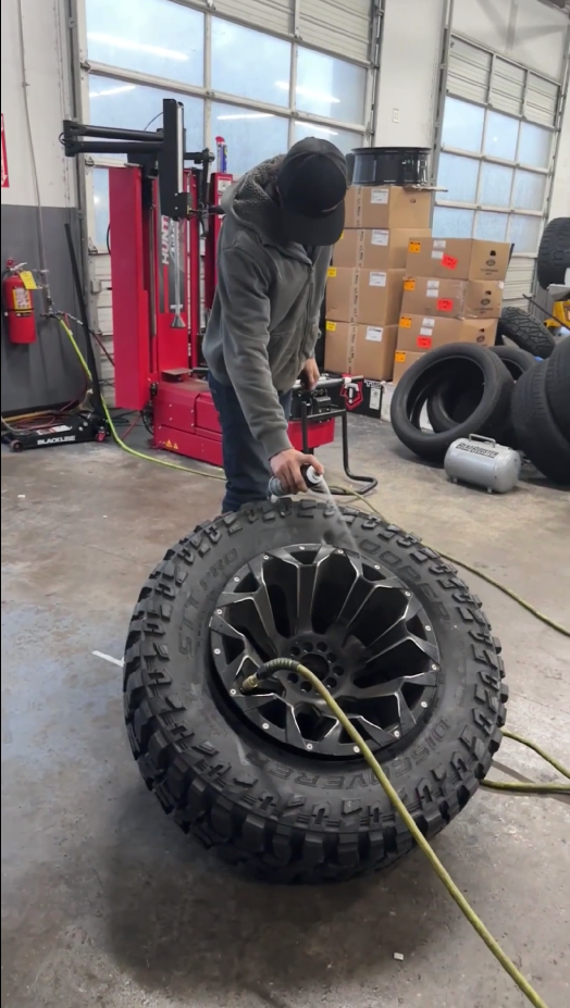Stretching A Tire With Brake Cleaner
