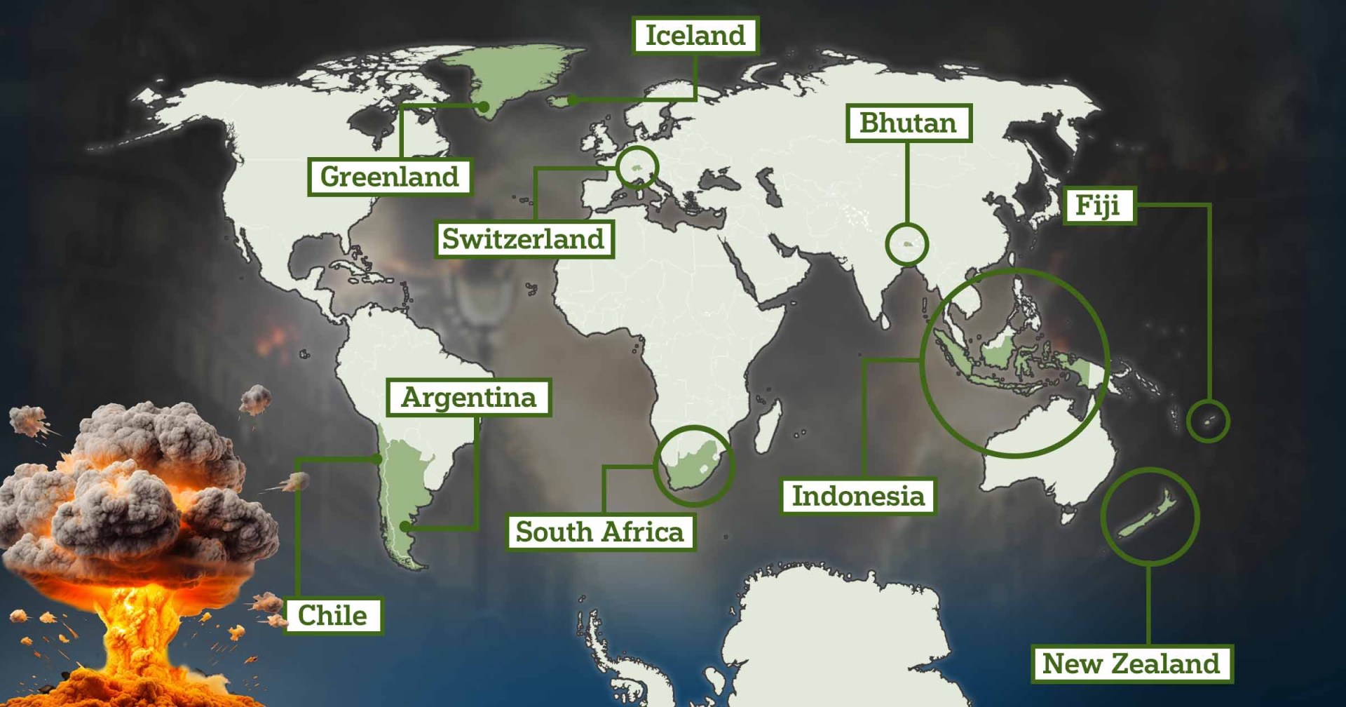 Map shows safest countries to escape a global conflict