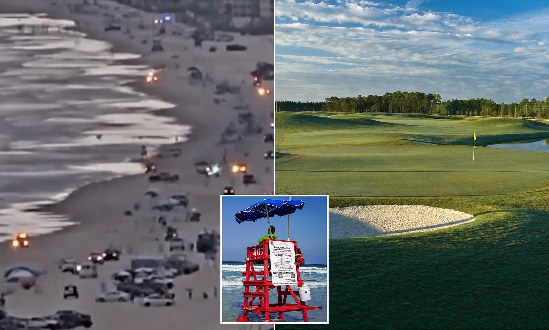 Lighting strikes THREE people on same Florida beach in freak blue-sky storm