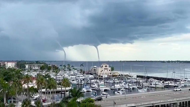 ‘Unreal.' Double water spout in Manatee County waters caught on camera