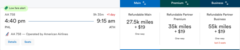 [Award Alert] Wide-Open Business Class Space to Athens From 55K Points