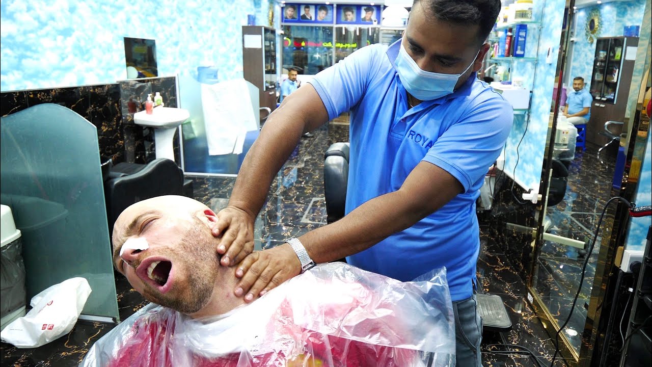 The ULTIMATE Indian Haircut EXPERIENCE in DUBAI - Head Shave and Back ...