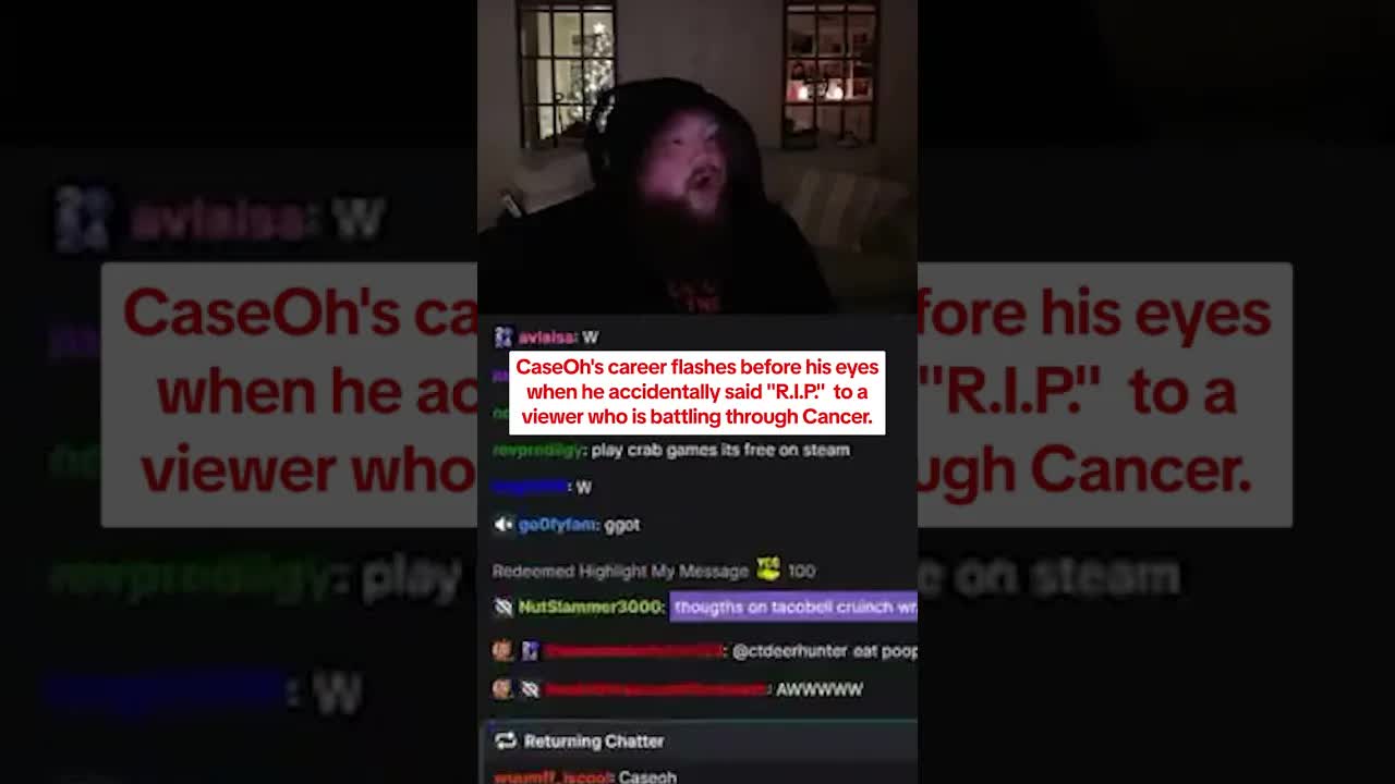 CaseOh accidentally said "R.I.P." to a viewer who is battling through ...