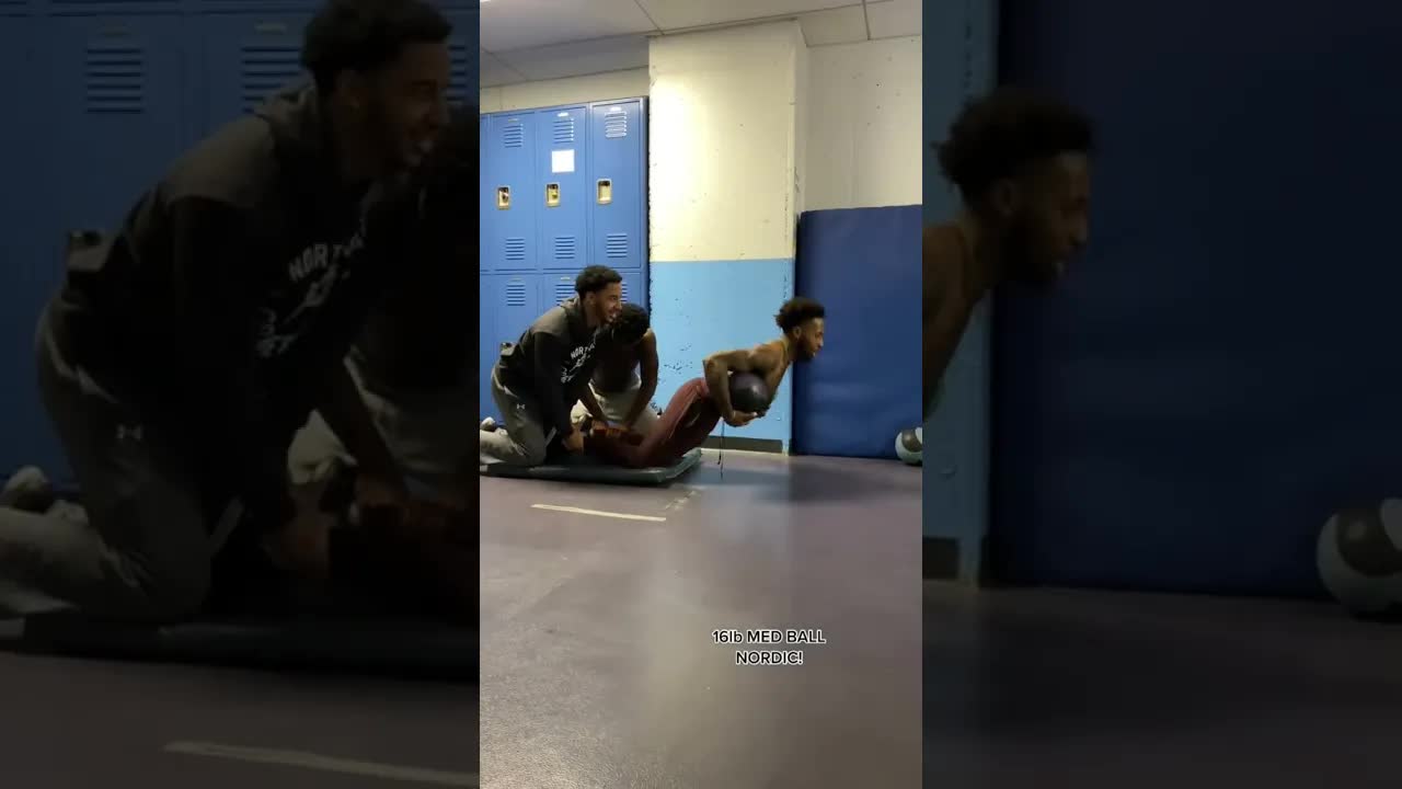 16lb Med Ball Nordic Curls - Hamstring Rehab