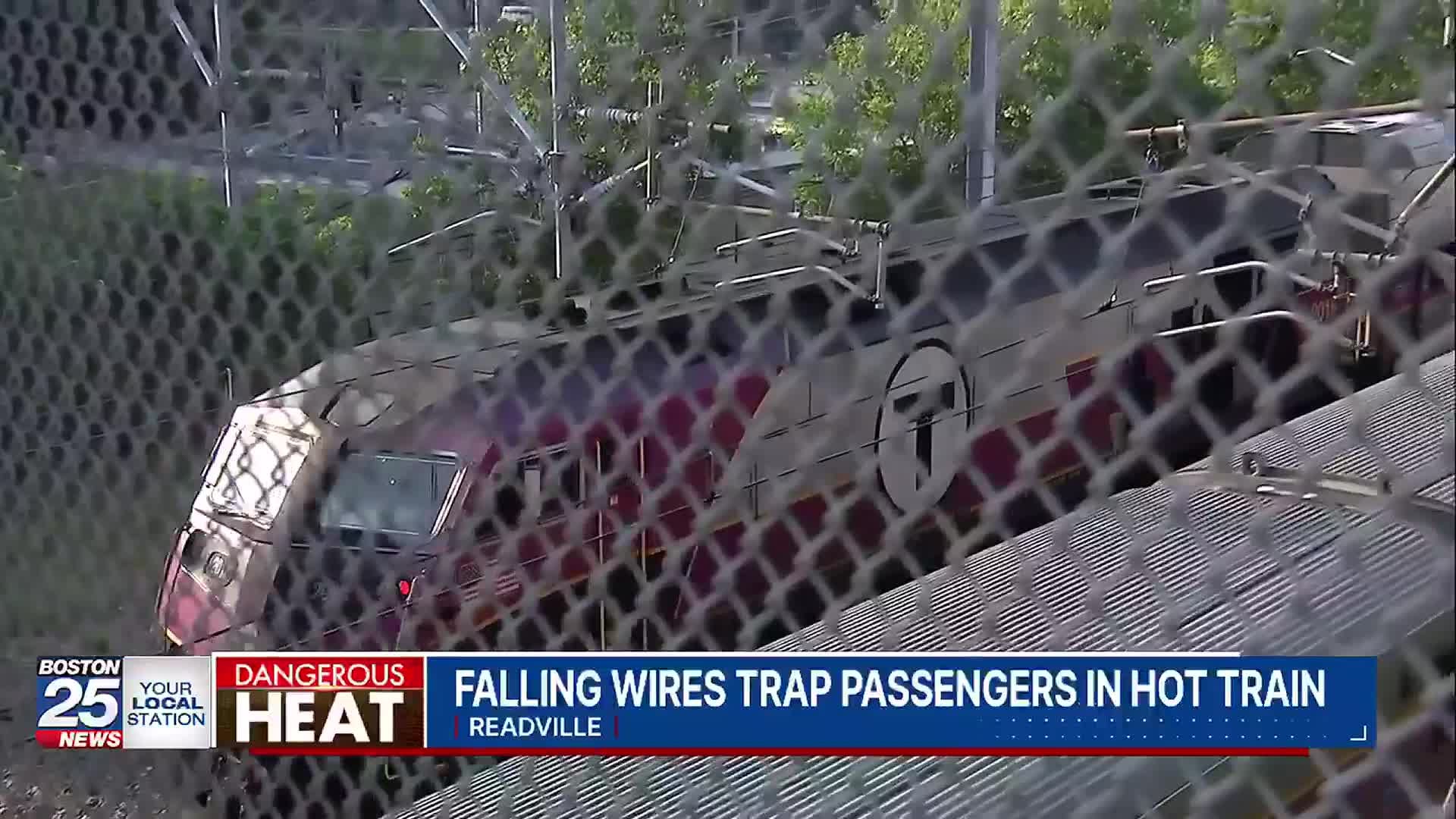 Falling wires strand passengers on hot MBTA Commuter Rail train for hours