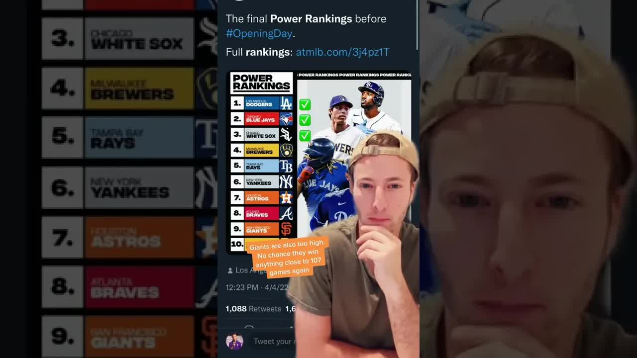 MLB Opening Day Power Rankings! #shorts