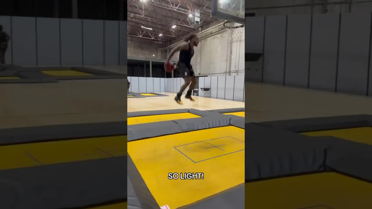 (355) trampoline basketball dunking skills