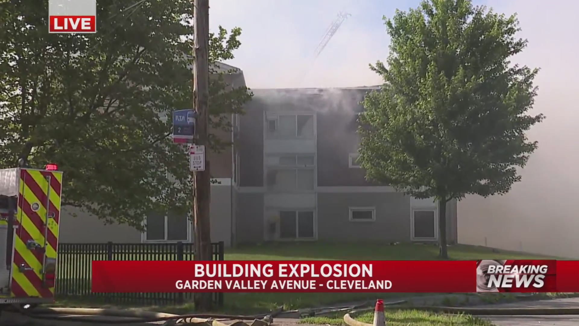 Cleveland firefighters responding to large fire