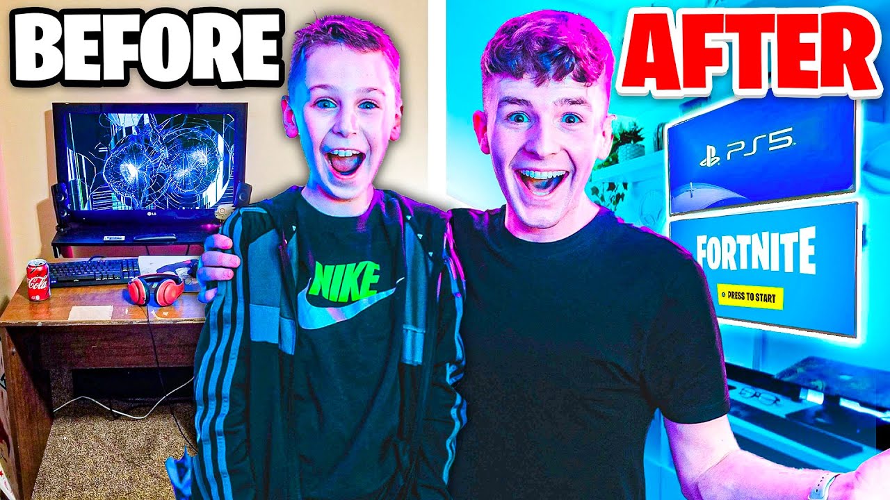 Surprising a fan with his dream gaming room