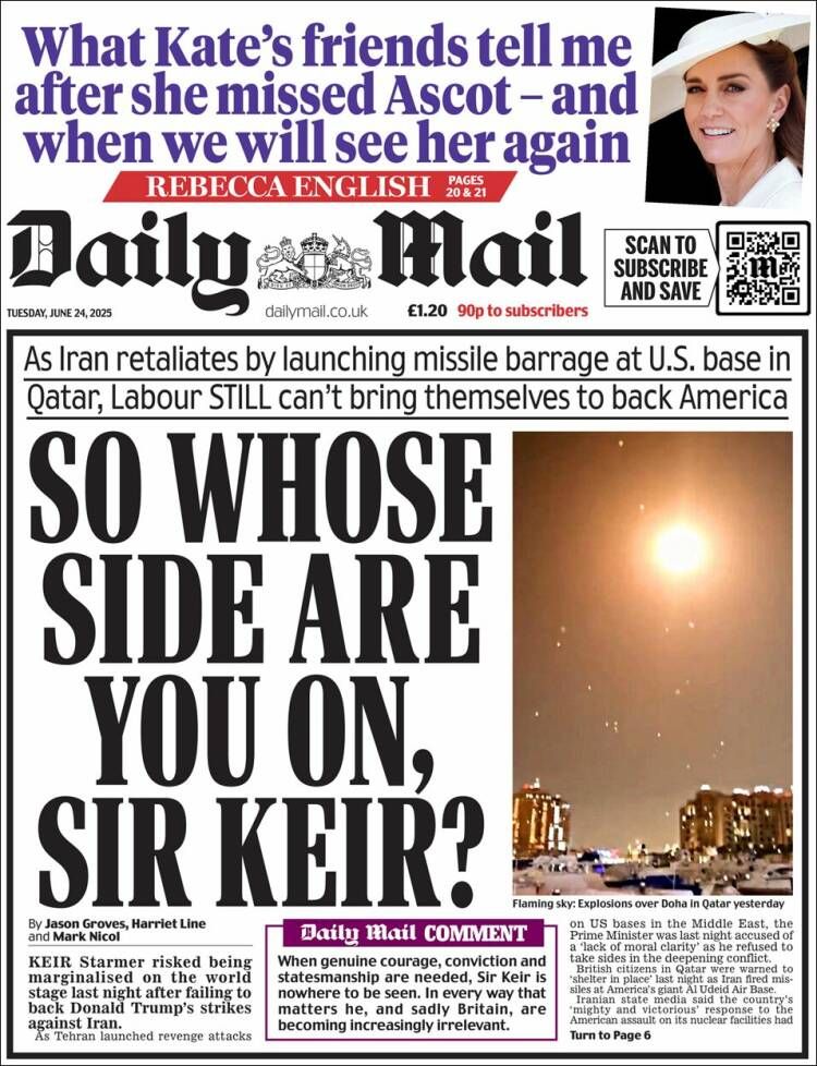 Newspaper headlines from around the world – Tuesday, 24 June 2025