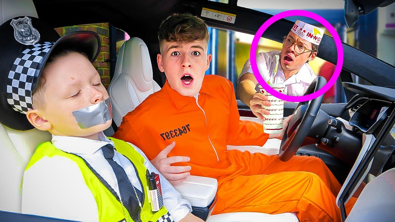 Prisoner drive thru prank wildly surprises little brother