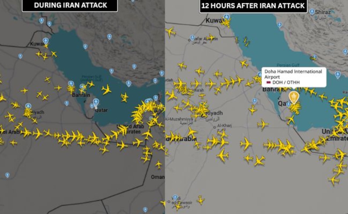 Pics Show Contrast In Mideast Airspace During And 12 Hours After Iran's ...