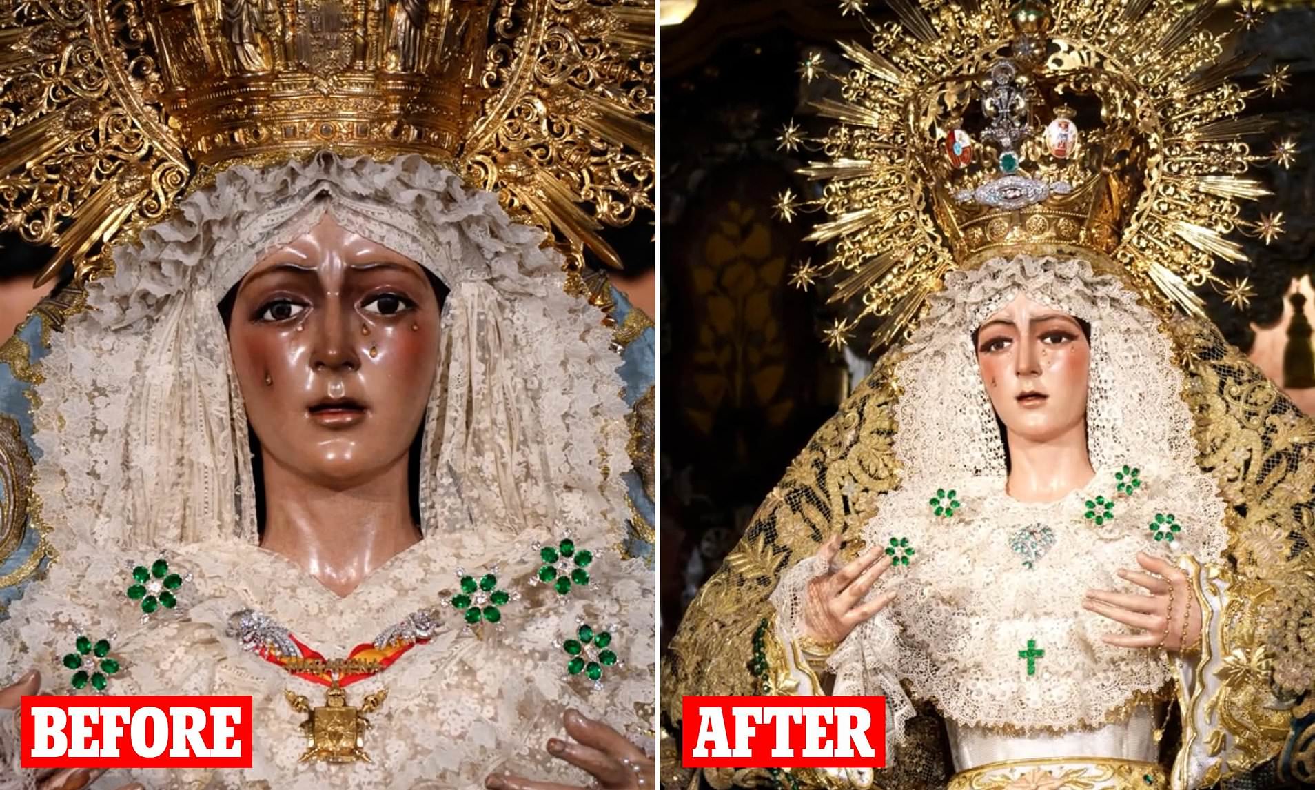 'Botched' restoration to church Virgin Mary statue sparks huge protests ...