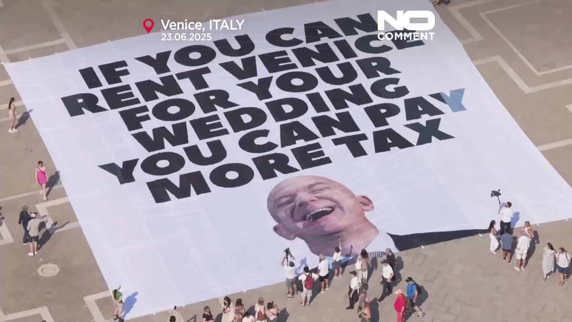 Casamento de Jeff Bezos e Lauren Sanchez gera protestos em Veneza