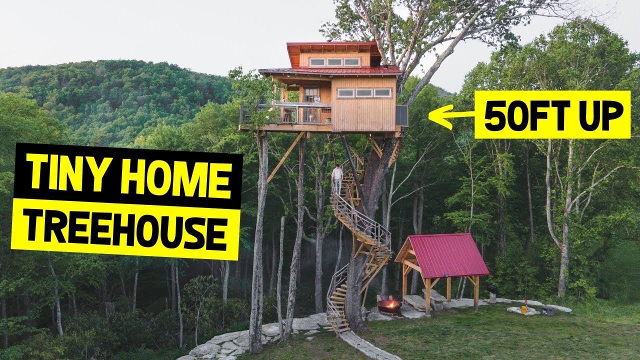 Tiny Home Treehouse 50ft Up in the Air: Off-Grid Airbnb Tour