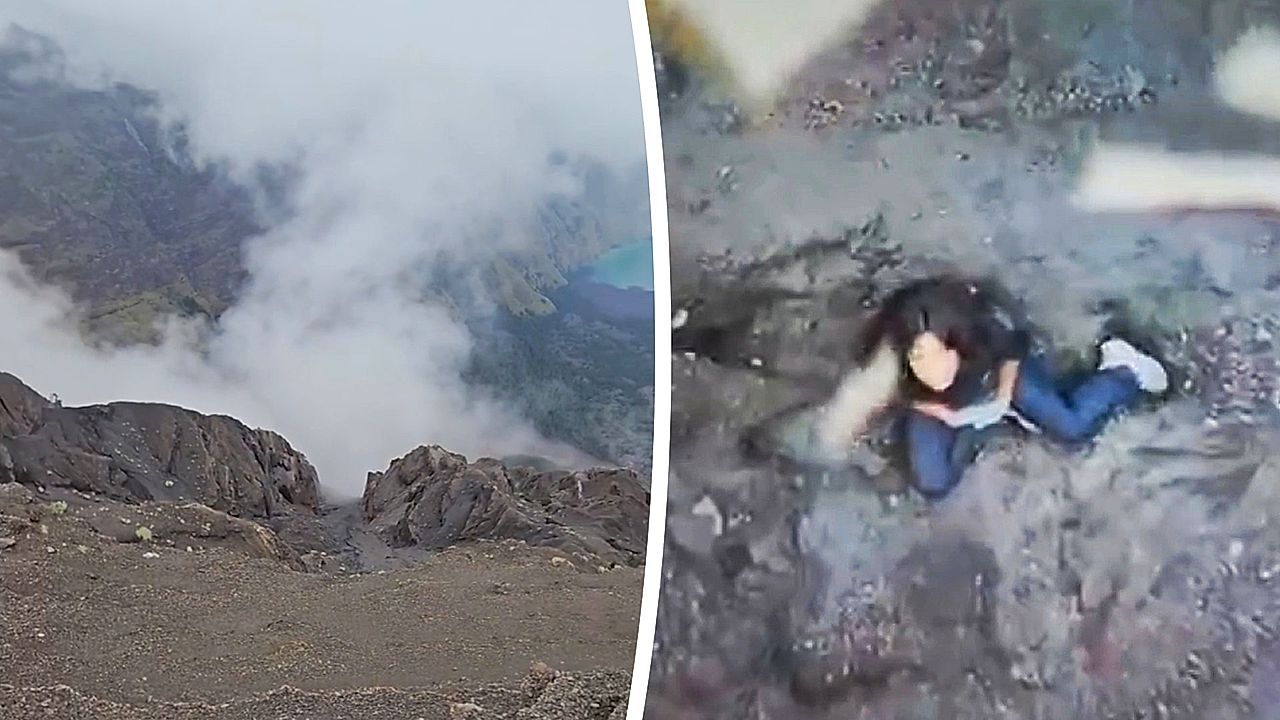 Brazilian tourist trapped in active Indonesian volcano after 1,600ft fall