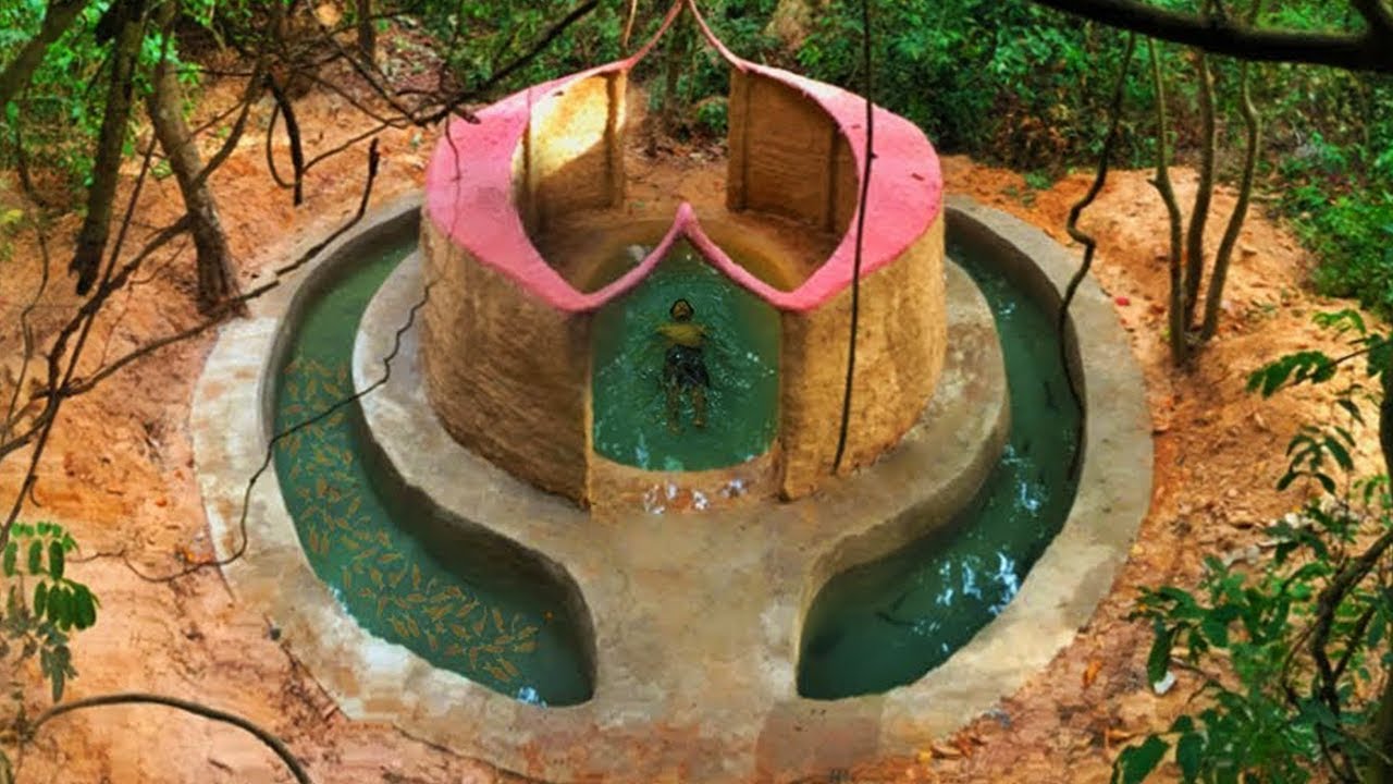 Unbelievable Swimming Pool with a Fish Pond Around It