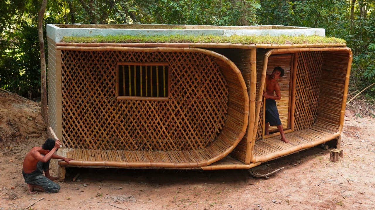 26 days building a jungle villa with a stunning living room