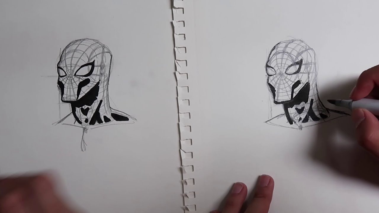 Teaching my best friend to draw Spiderman