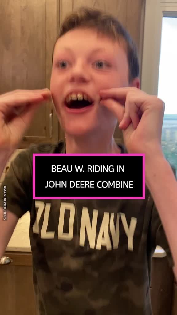 Tractor Obsessed Kid Gets A Ride In A John Deere Combine Harvester