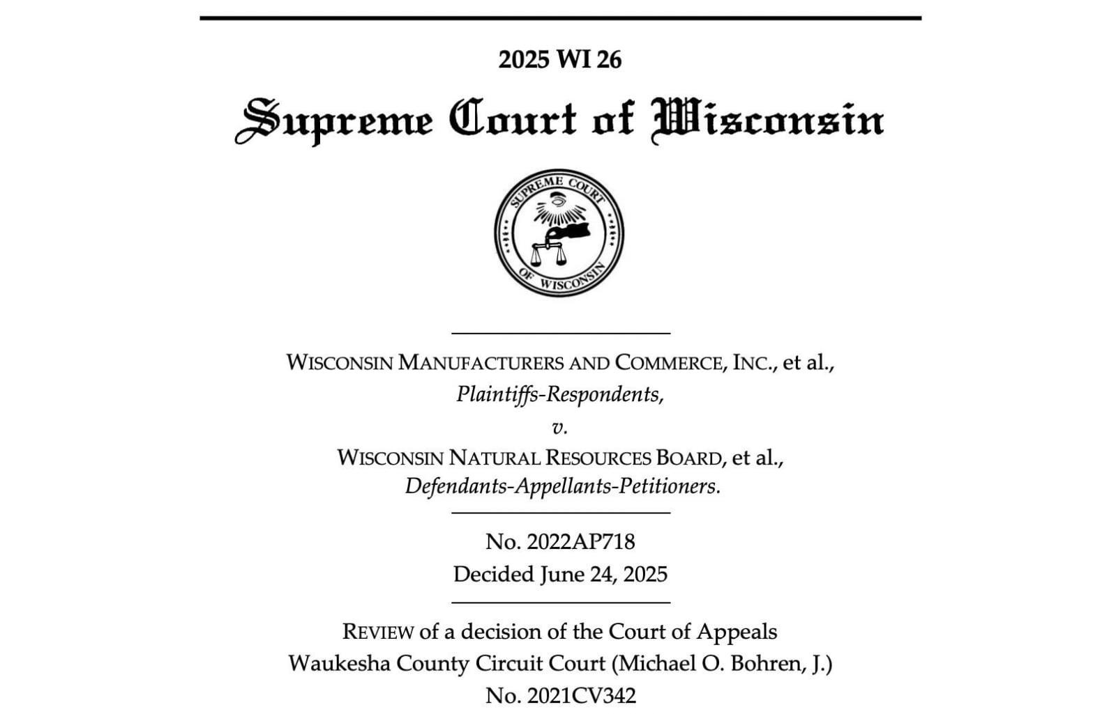 Wisconsin Supreme Court rules DNR can enforce pollutant rules without ...