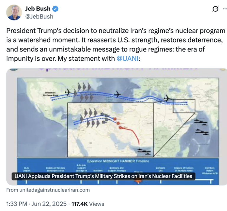 Full Circle: Trump Thanks Jeb Bush for Support on Iran Bombing