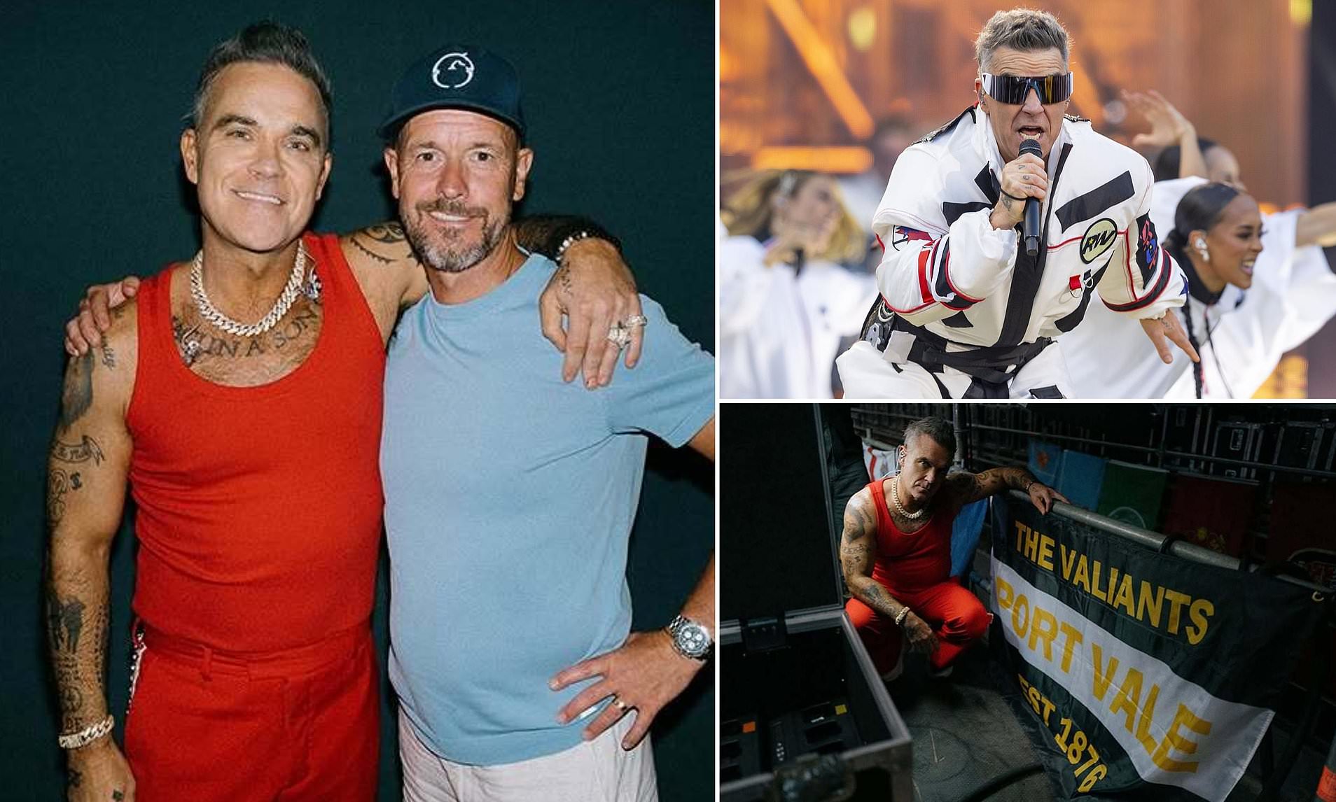 Ex-Man United boss Erik ten Hag meets Robbie Williams after attending ...