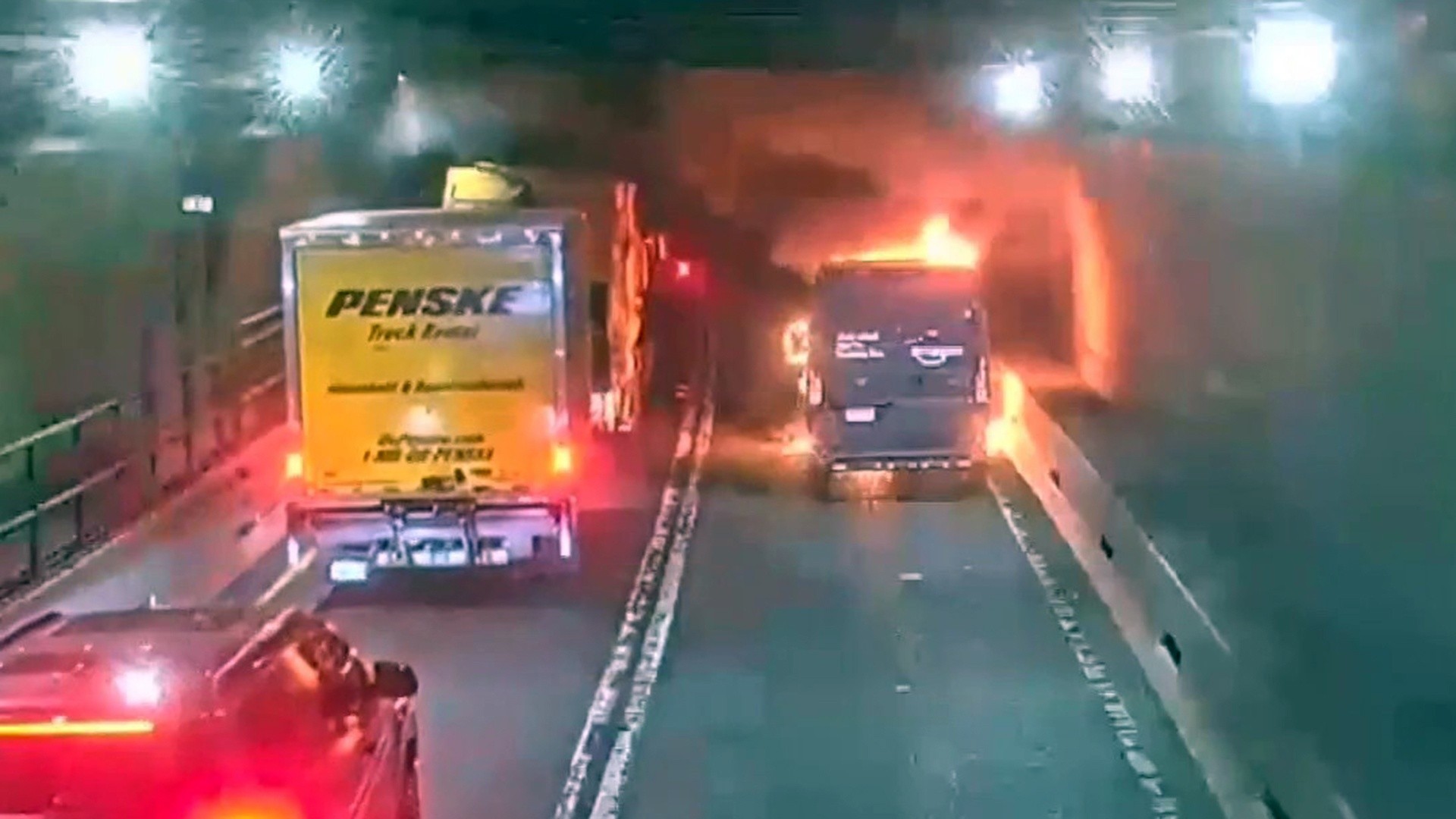 Amazon Delivery Van Catches Fire Closing Boston Highway Lane