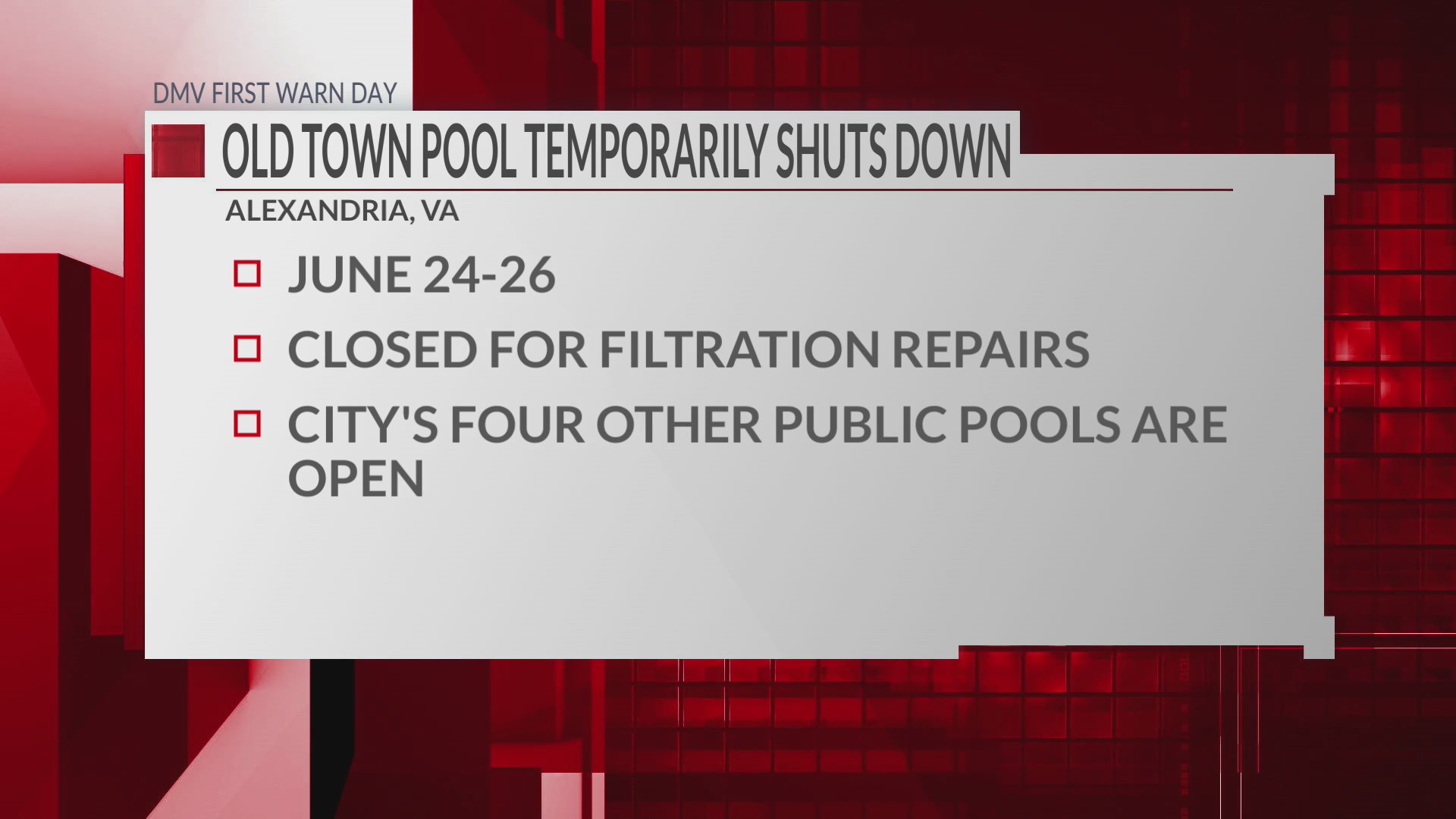 Old Town Pool temporarily closed for 'critical' repairs amid heat wave