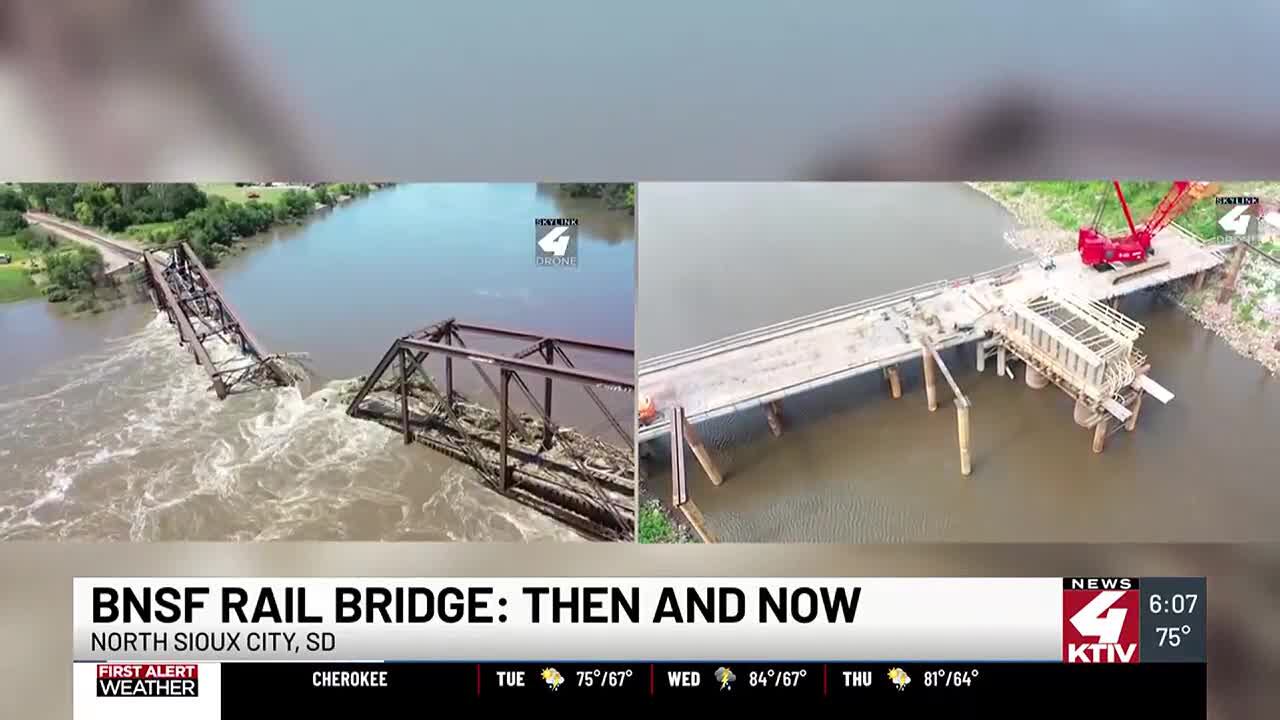 A look at the progress being made replacing a major railroad bridge ...