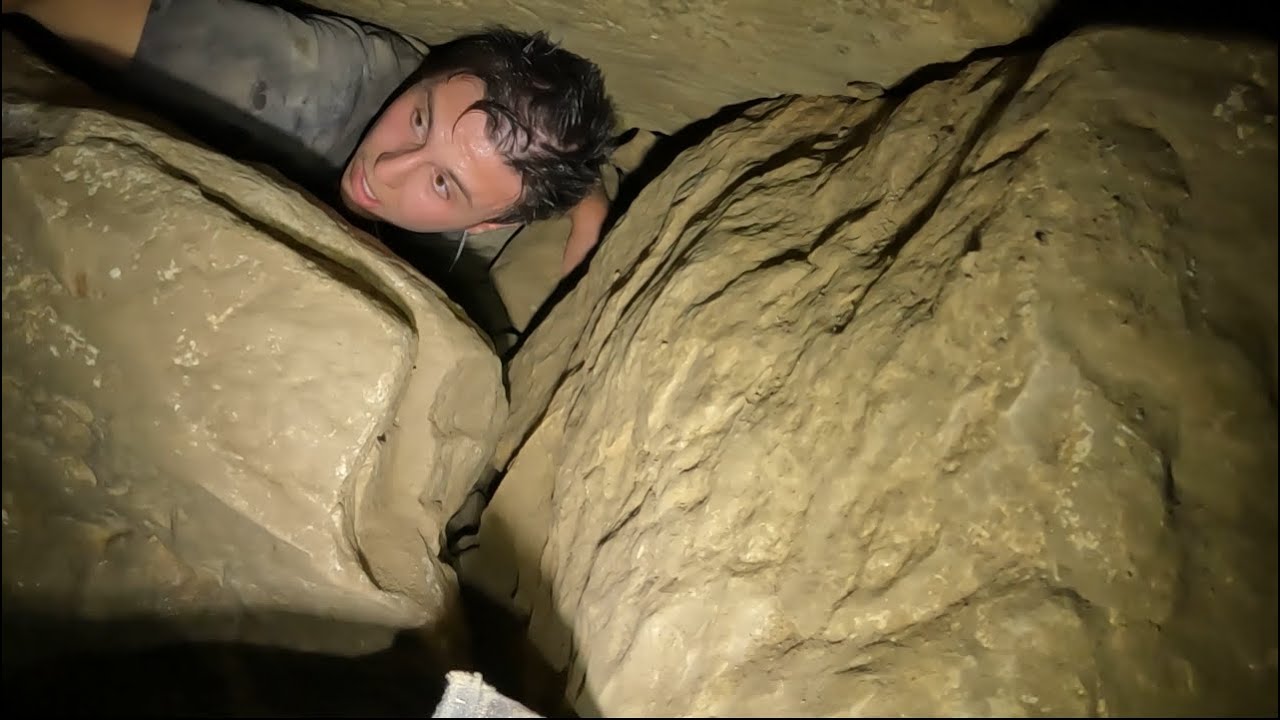 Trapped Deep Underground in a Tight Cave Crack