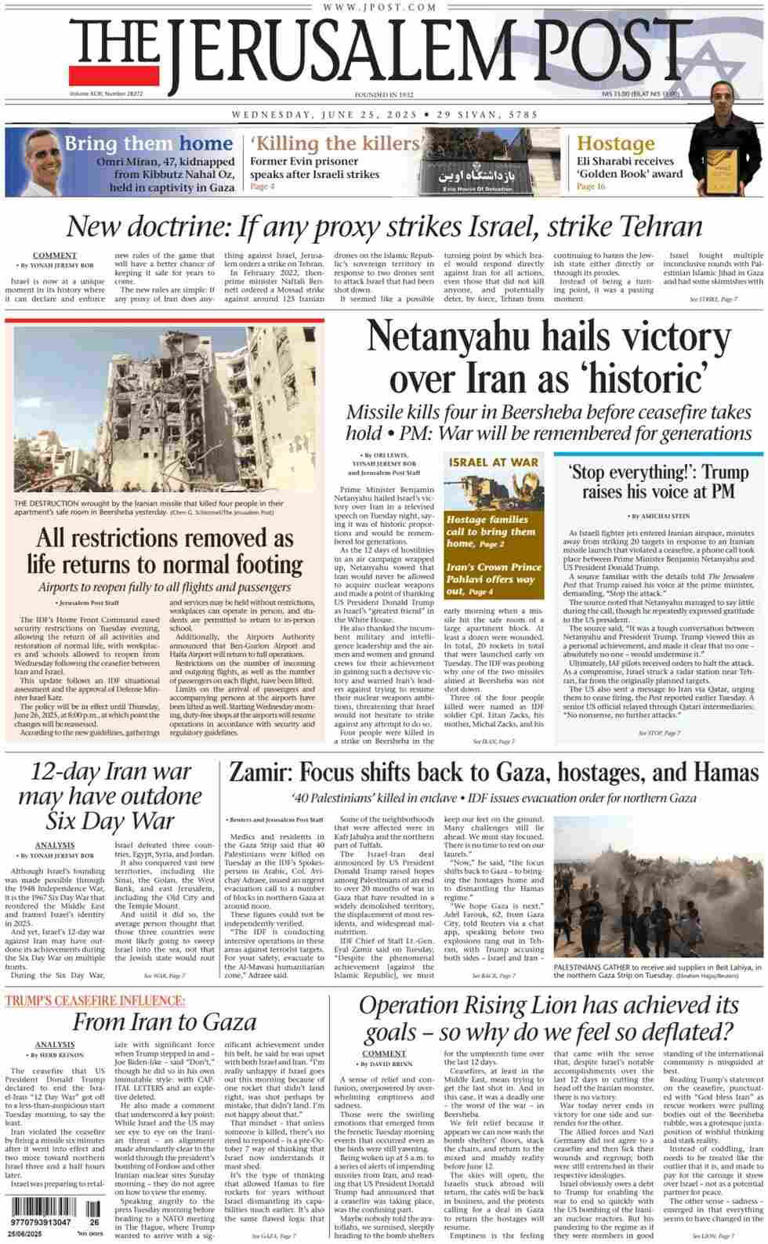 Newspaper headlines from around the world – Wednesday, 25 June 2025