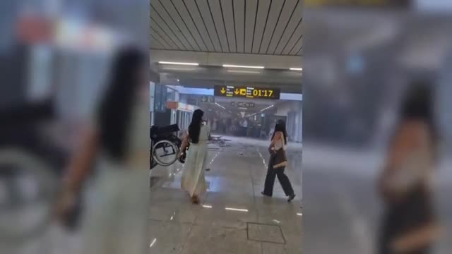 Watch: Glass roof collapses onto busy arrivals hall at Majorca airport
