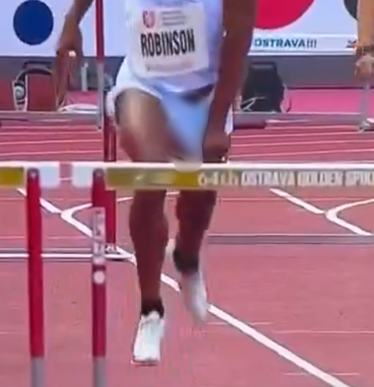 American sprinter Chris Robinson suffers shocking wardrobe malfunction — and still wins the race