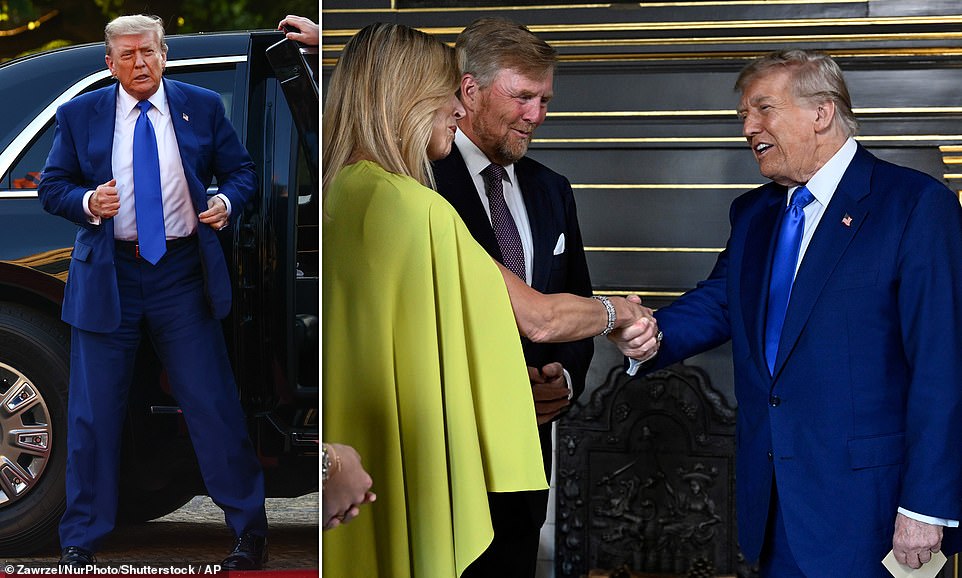 Trump greeted by royalty as he arrives in the Netherlands