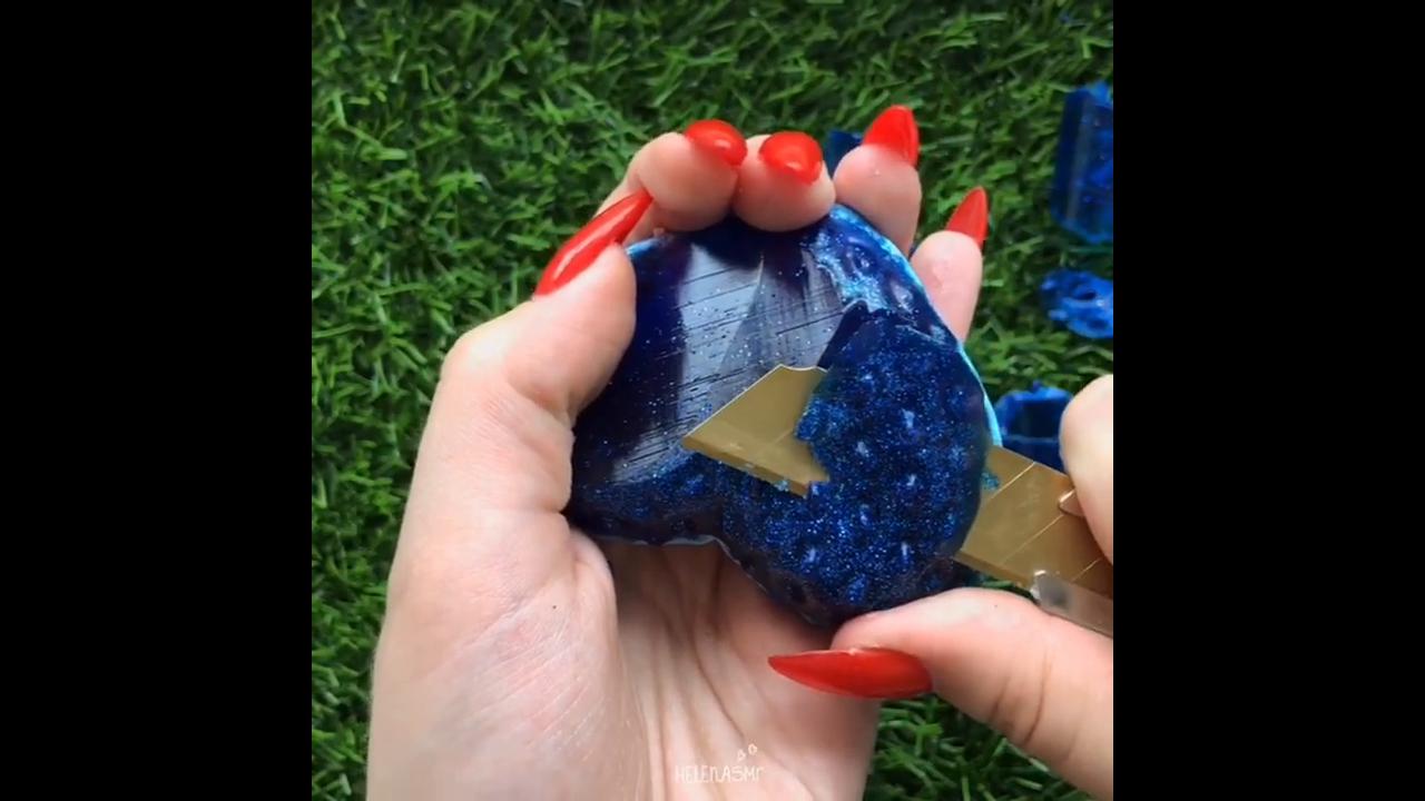 Satisfyingly Slicing Blue Glittered Heart Soap