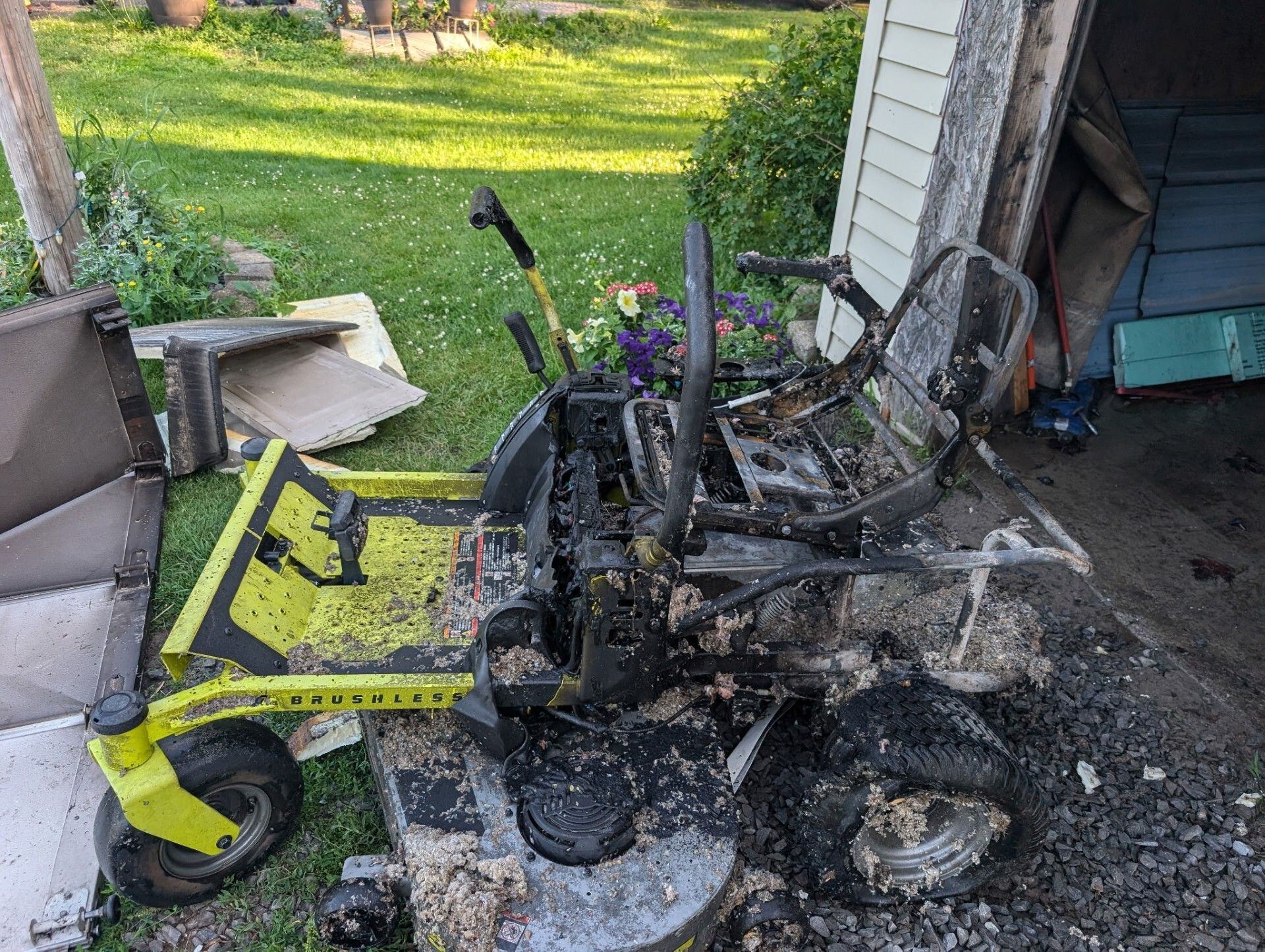 Lawn mower fire prompts warning about charging lithium-ion batteries