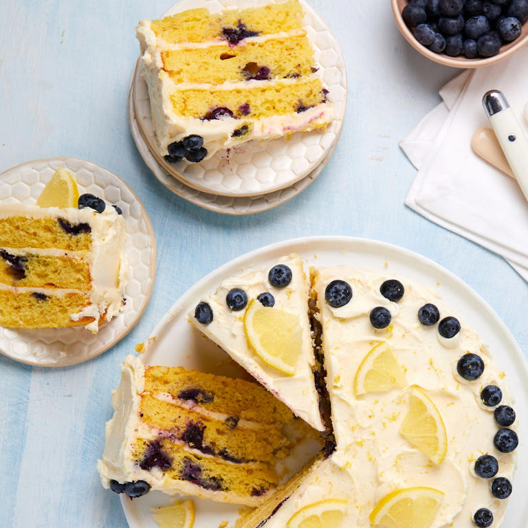 Our triple-layer lemon-blueberry cake was made for summer birthdays