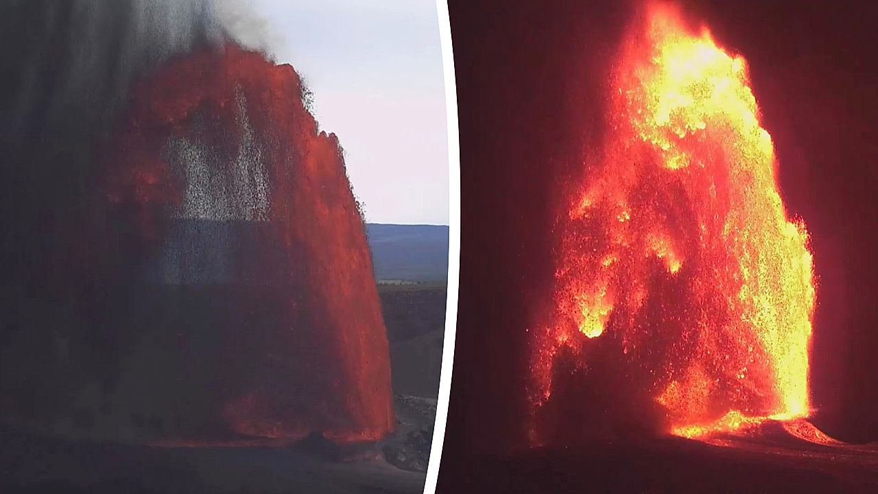 Lava fountain shoots over 1,000 feet into sky in dramatic Kīlauea eruptions
