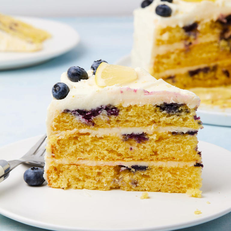 Our triple-layer lemon-blueberry cake was made for summer birthdays