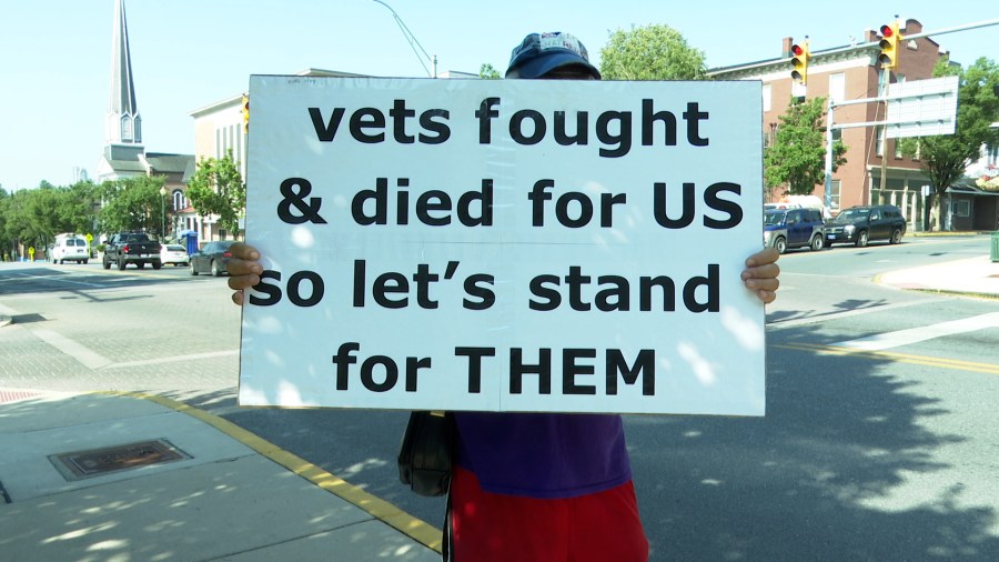 Homeless veterans, supporters rally to protest proposed VA budget cuts ...