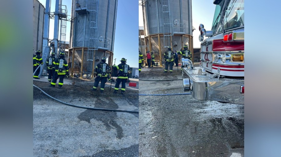 Fire erupts in grain elevator in Caroline