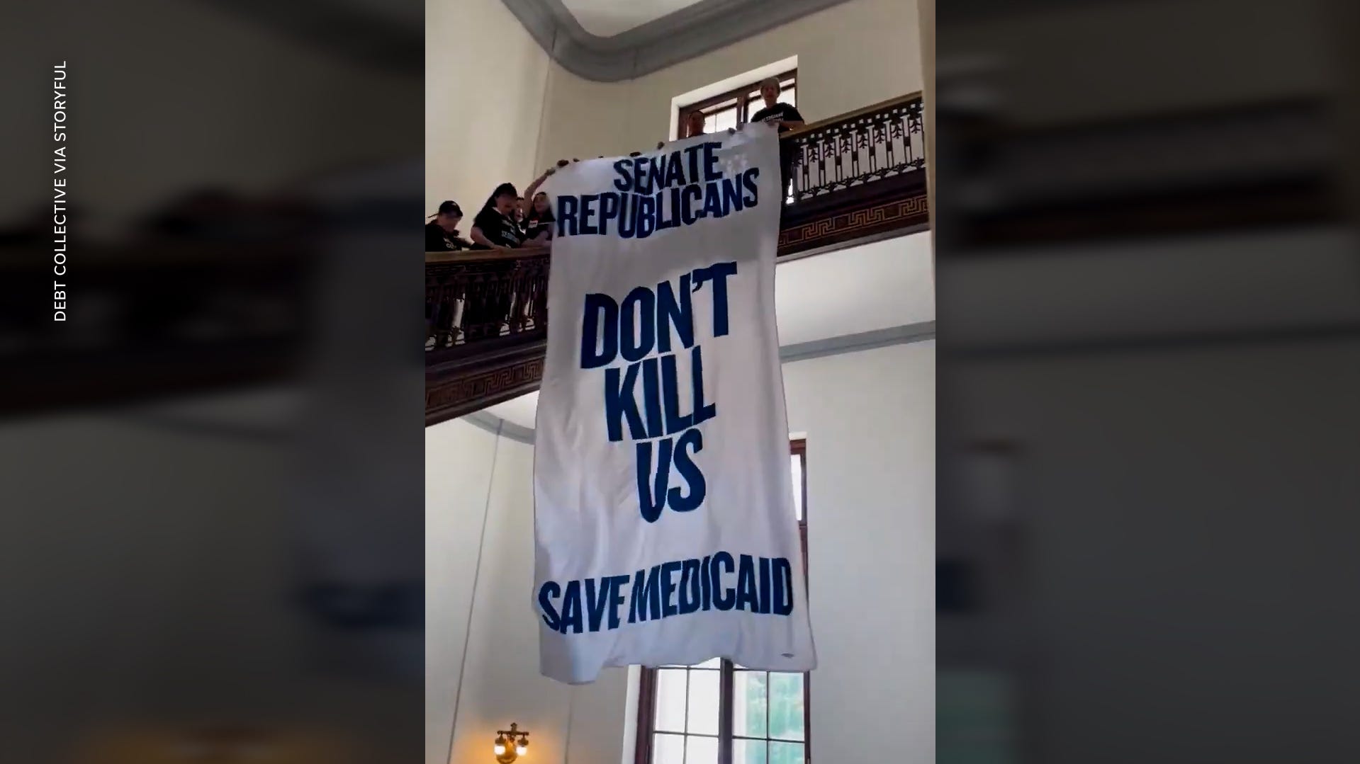 Capitol Police pull 'Don't kill us' banner from 'big, beautiful bill ...