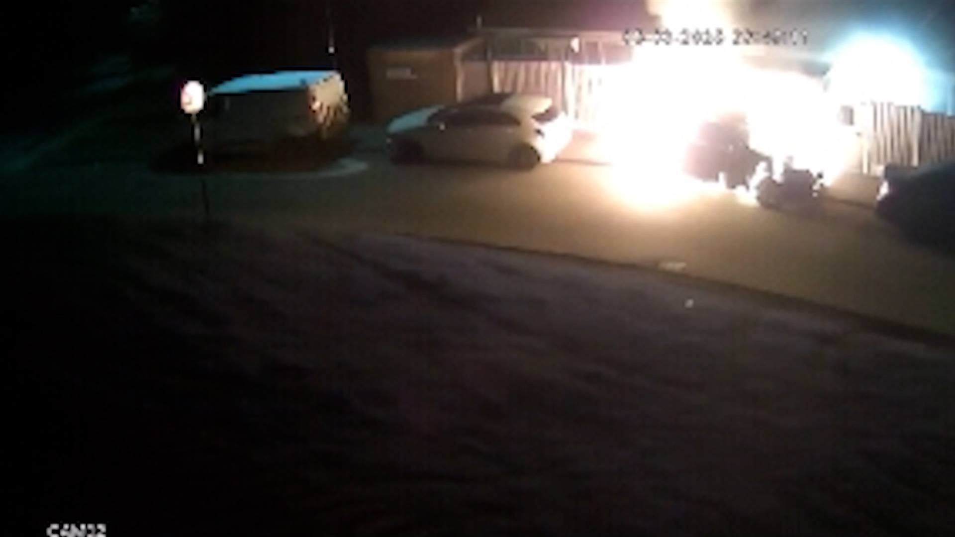 Moment suspected faulty battery causes electric car to explode