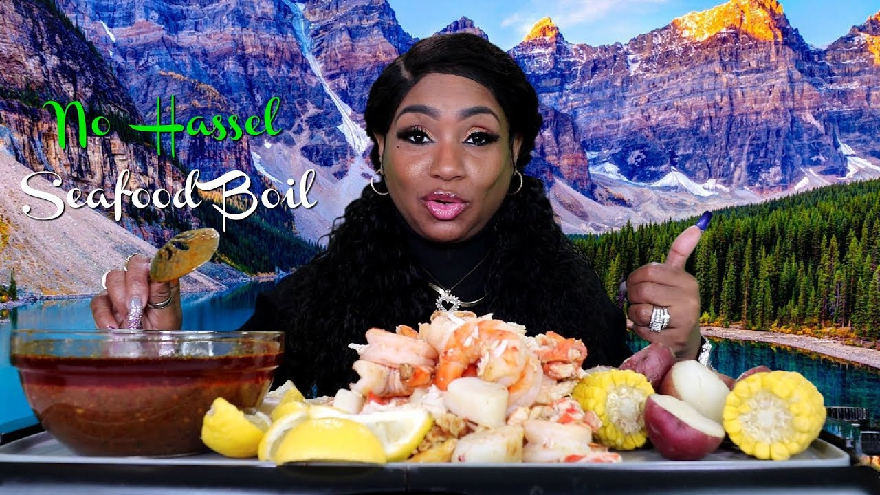 Seafood boil with king crab, tiger shrimp, and clams